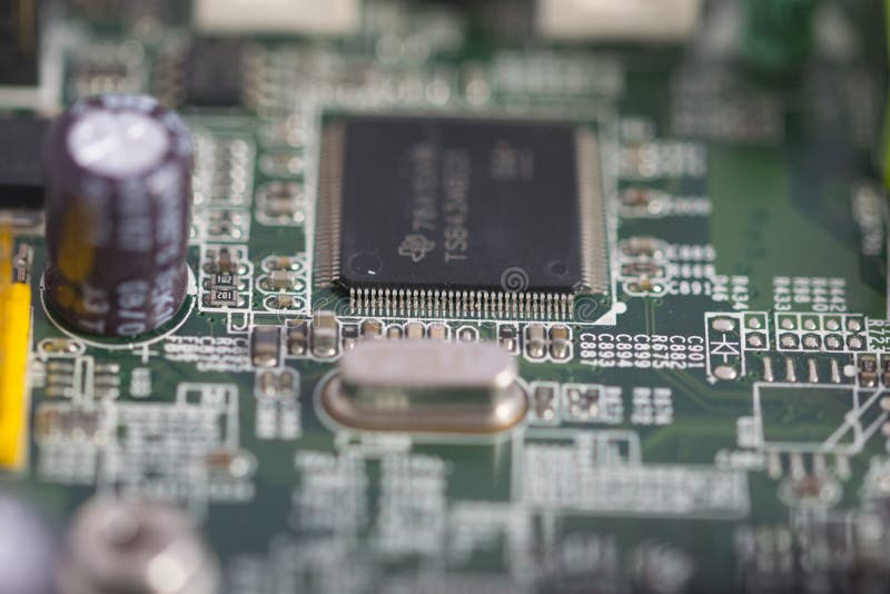 Integrated Circuits in a Motherboard Stock Photo - Image of electronic ...