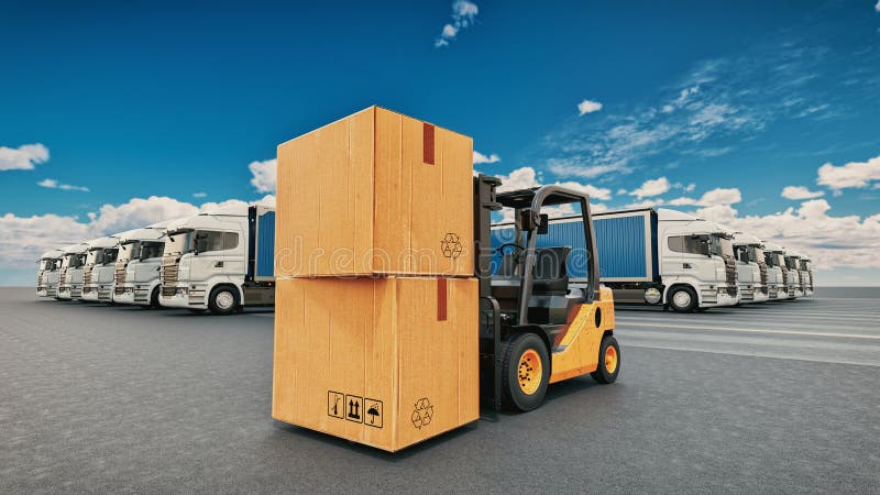 Integrated Transportation System Including Forklifts Stock Illustration ...