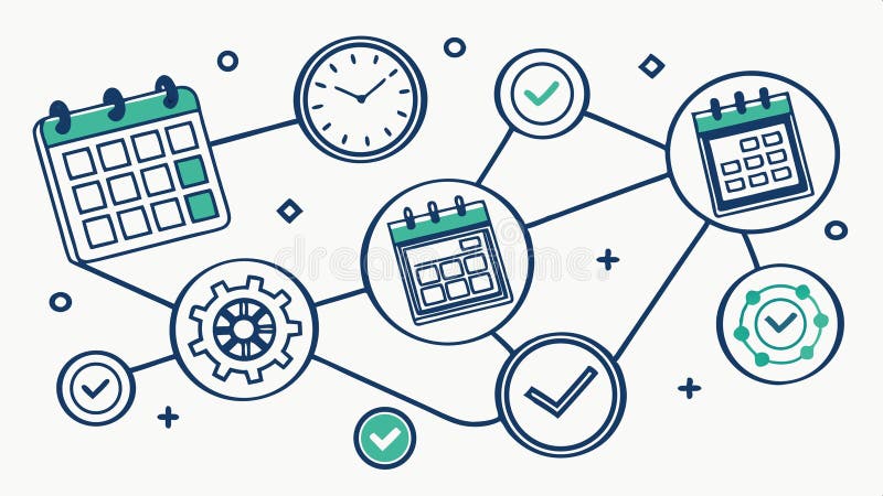 Network Calendar with Connected Events and Tasks Vector Design ...