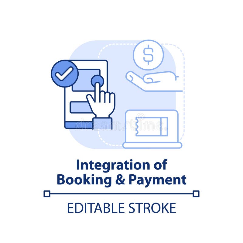Integration of Booking and Payment Light Blue Concept Icon Stock Vector ...
