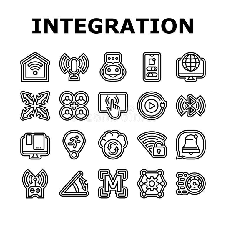 Integration Compatibility Product Icons Set Vector Stock Illustration ...