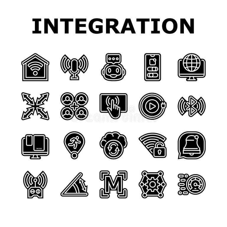 Integration Compatibility Product Icons Set Vector Stock Illustration ...