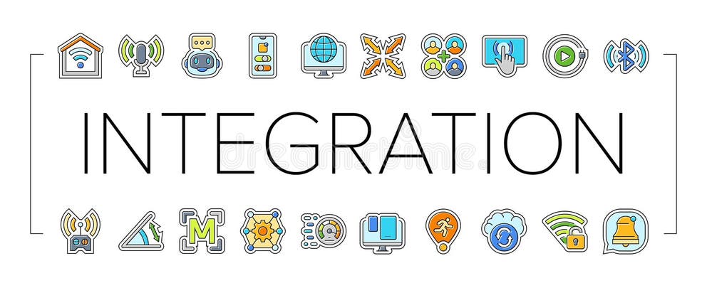 Integration Compatibility Product Icons Set Vector Stock Illustration ...