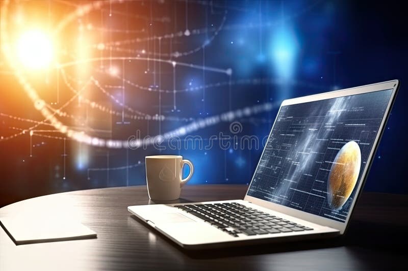 Modern Laptop Caught in the Swirling Vortex of Data Nanotechnology and ...