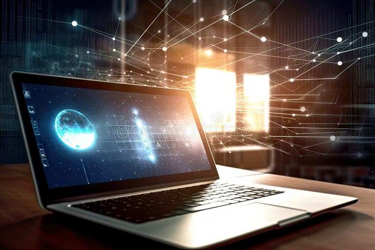 Modern Laptop Caught in the Swirling Vortex of Data Nanotechnology and ...