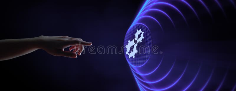 Integration Data System Technology Concept. Hand Pressing Virtual ... Integration Data System Technology Concept. Hand Pressing Virtual ...