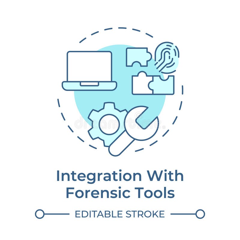 Integration with Forensic Tools Soft Blue Concept Icon Stock Vector ...