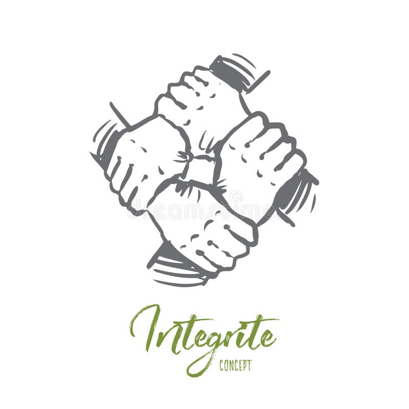 Integration, Hand, Teamwork, Together, Group Concept. Hand Drawn ...