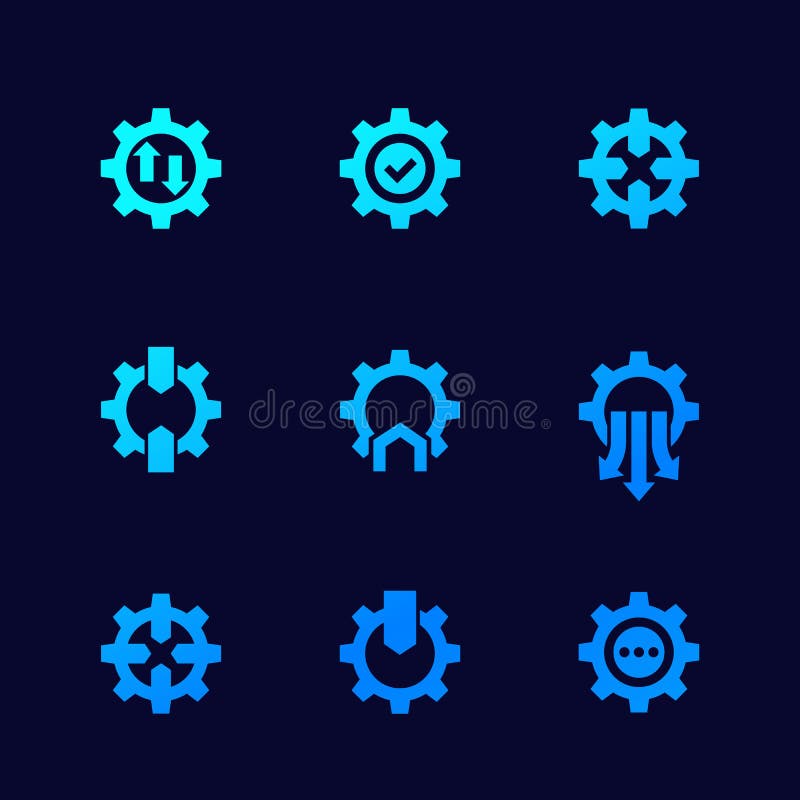 Integration Icons with Gears for Web, Vector Stock Illustration ...