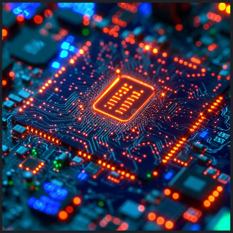 Integration of Smart Technology AI Letter, Chip, CPU, Internet ...