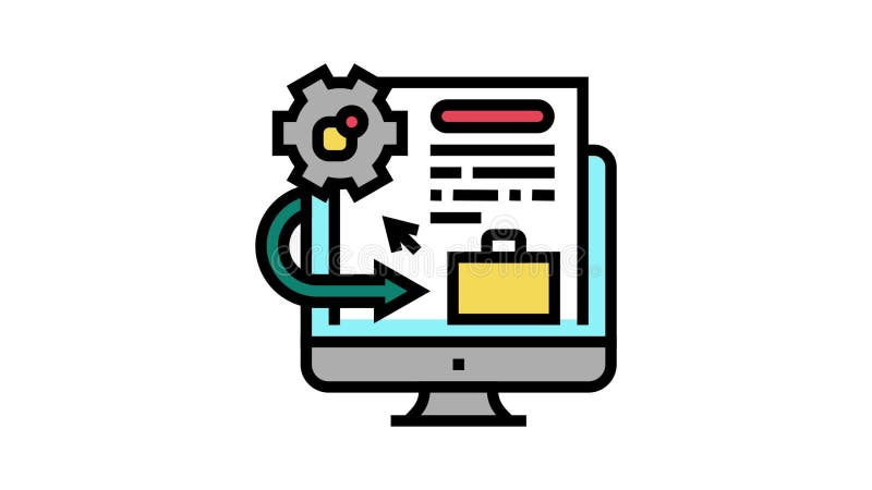 Integration System Color Icon Animation Stock Video - Video of work ...