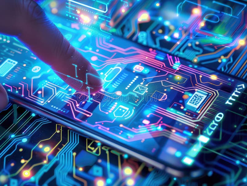 Integration of Technology Icons and a Smartphone, Highlighting ...