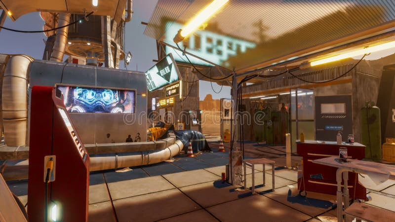 Integration of Technology in a Natural Environment, 3D Render Stock ...