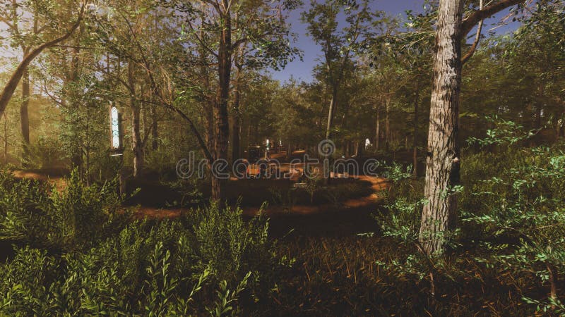 Integration of Technology in a Natural Environment, 3D Render Stock ...