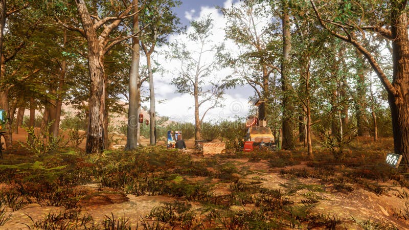 Integration of Technology in a Natural Environment, 3D Render Stock ...