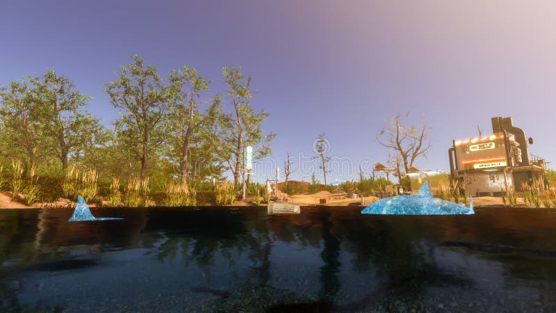 Integration of Technology in a Natural Environment, 3D Render Stock ...