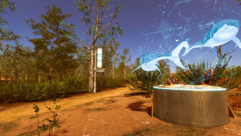 Integration of Technology in a Natural Environment, 3D Render Stock ...