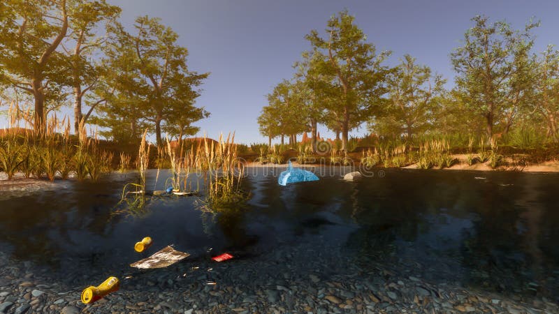 Integration of Technology in a Natural Environment, 3D Render Stock ...