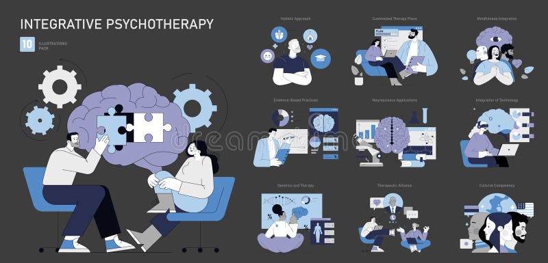 Integrative Psychotherapy. Flat Vector Illustration Stock Vector ...