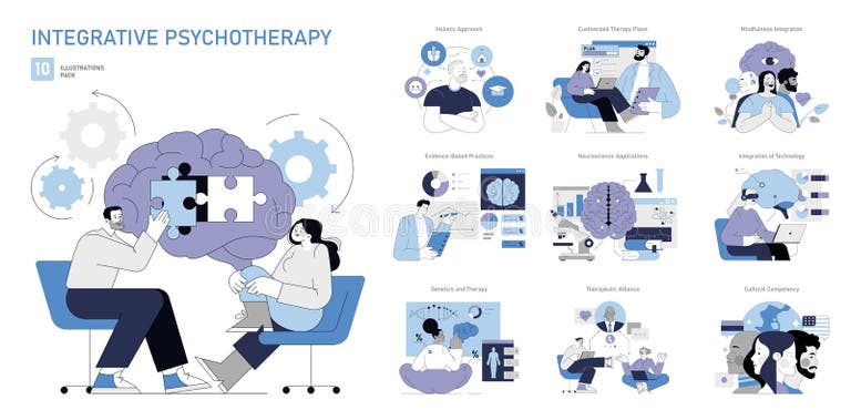 Integrative Psychotherapy. Flat Vector Illustration Stock Vector ...