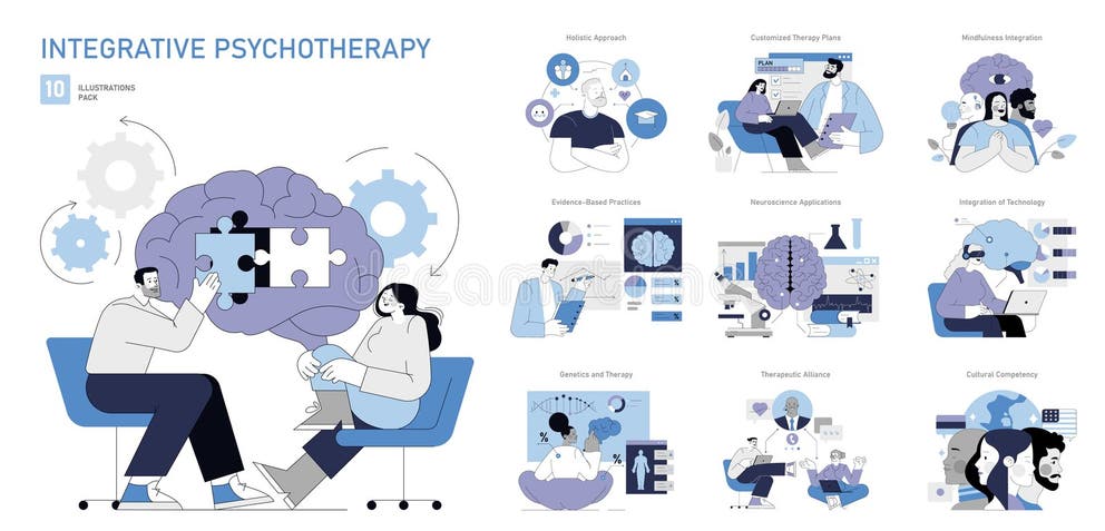 Integrative Psychotherapy. Flat Vector Illustration Stock Vector ...