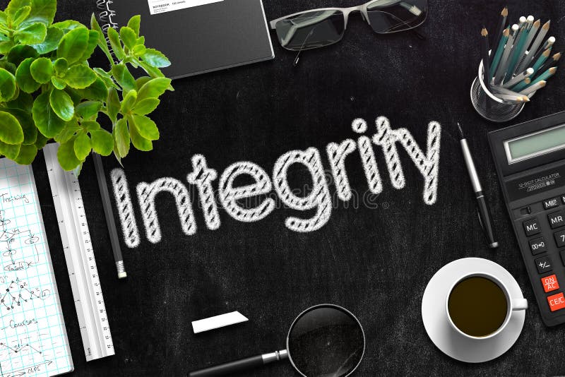 Integrity on Black Chalkboard. 3D Rendering. Stock Image - Image of ...