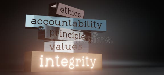 Integrity Concept - Block Shapes and Glow Effect Stock Illustration ...