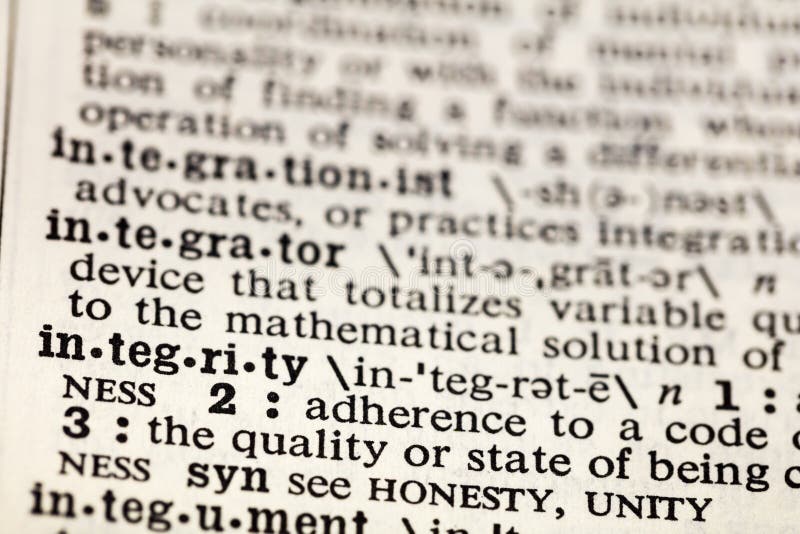 Integrity Ethic Ethics Honesty Definition Dictionary Stock Image ...