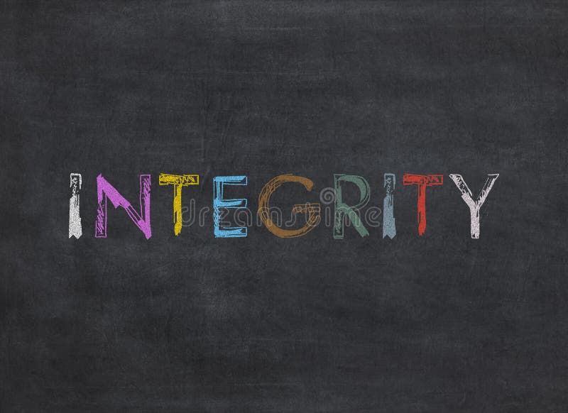 Integrity Word in Chalk Writing of Various Colors on Blackboard Stock ...