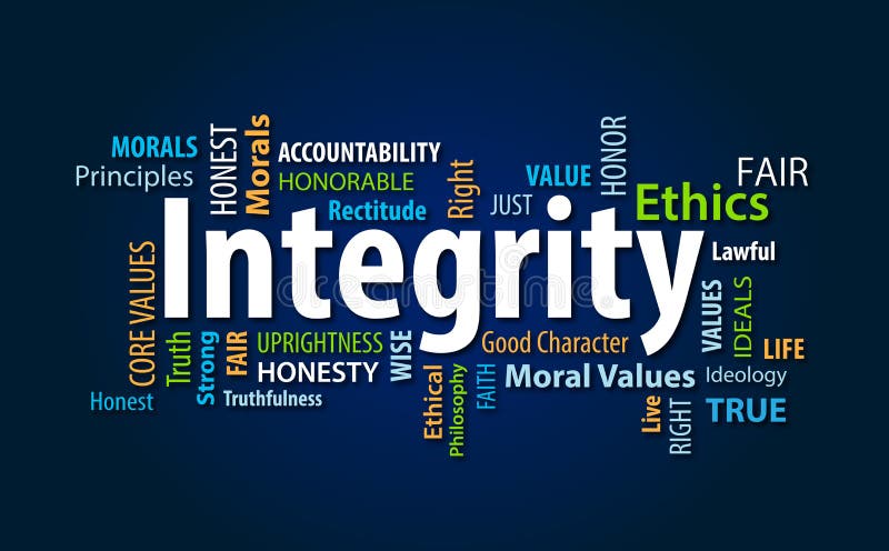 Integrity Word Cloud stock illustration. Illustration of morality ...