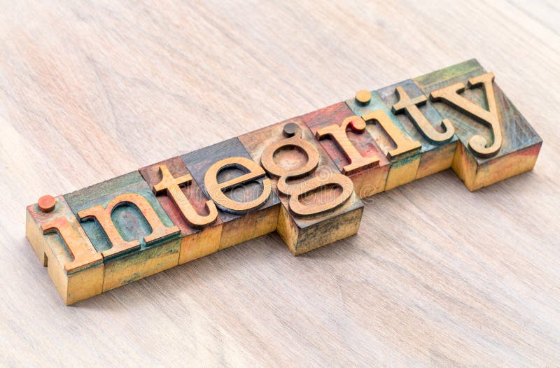 Integrity Word Typography in Wood Type Stock Photo - Image of printing ...