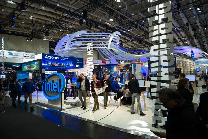 Intel Company Stand Interior on Exhibition Cebit 2017 in Hannover Messe ...