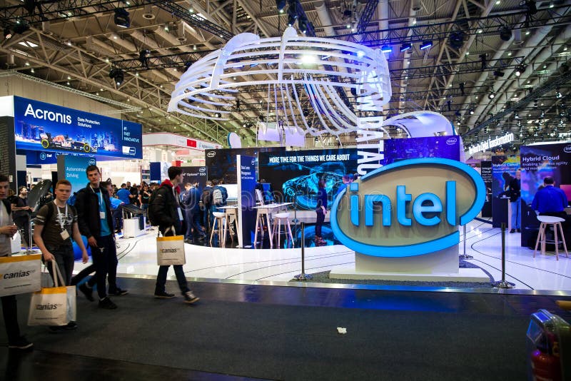 Intel Company Stand Interior on Exhibition Cebit 2017 in Hannover Messe ...