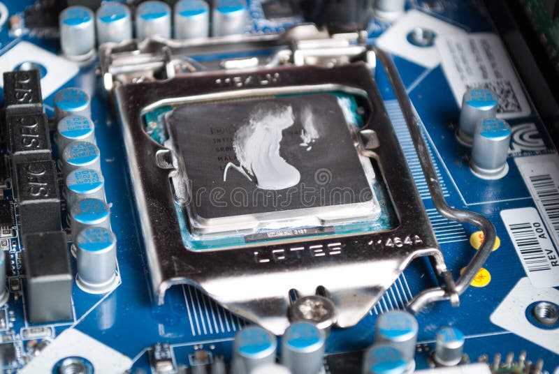 Intel Core Processor I5 with Gray Thermal Paste on Motherboard ...