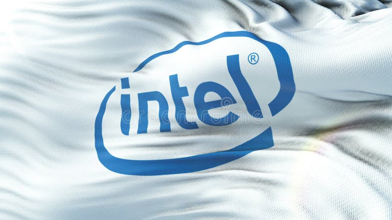 INTEL Flag Waving on Sun. Seamless Loop with Highly Detailed Fabric ...