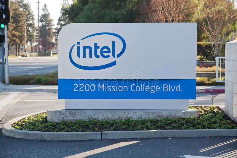 Intel Sign at Corporate Headquarters. Editorial Photography - Image of ...