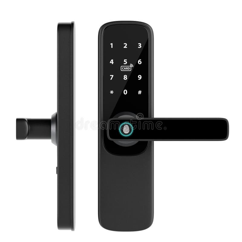 Inteligente Biometric Smart Door Lock with Digital Keypad. 3d Rendering ...
