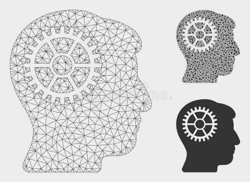 Intellect Cog Vector Mesh 2D Model and Triangle Mosaic Icon Stock ...