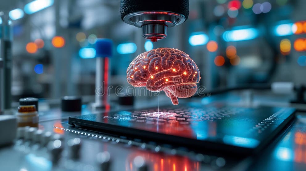 Intellect Exploration: Human Brain Under a Microscope in Modern Lab ...