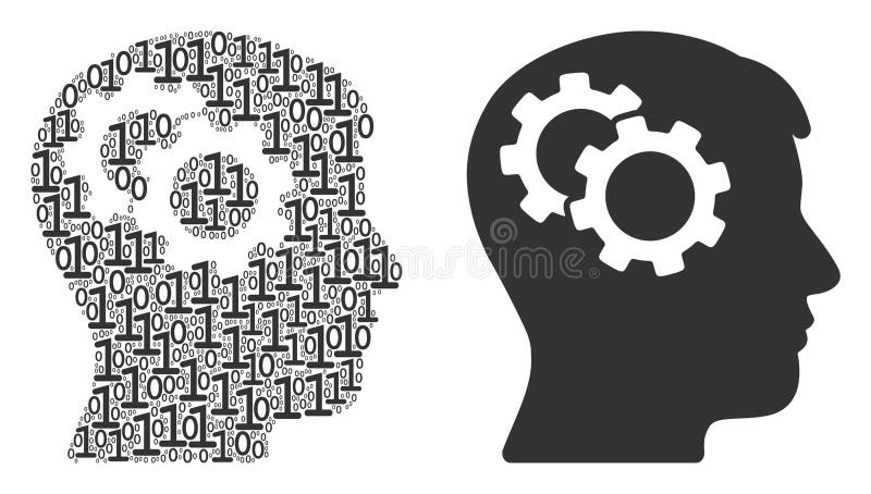 Intellect Gears Collage of Binary Digits Stock Vector - Illustration of ...