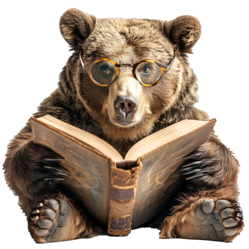 Intellectual Bear Reading a Book Stock Image - Illustration of bear ...