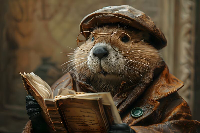 Intellectual Otter Reading Book Illustration Stock Illustration ...