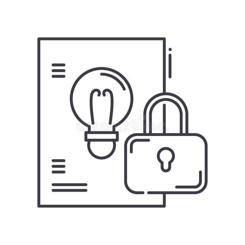 Intellectual Property Concept Icon, Linear Isolated Illustration, Thin ...