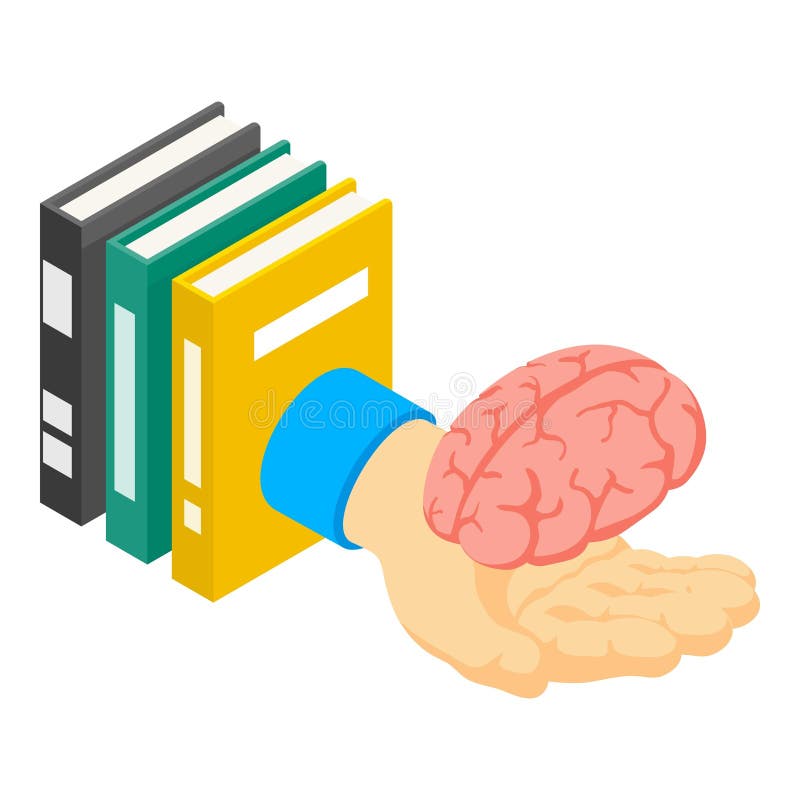Intellectual Property Icon Isometric Vector. Realistic Human Brain in ...