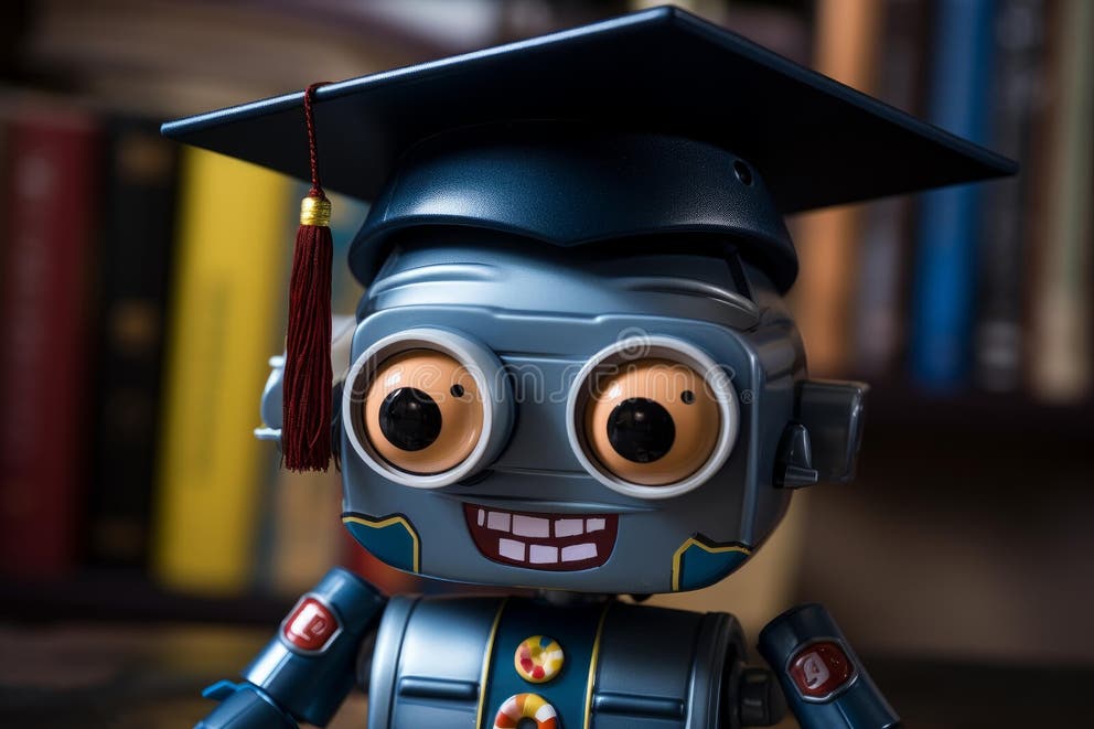 Intellectual Robot Graduation Cap. Generate Ai Stock Image - Image of ...