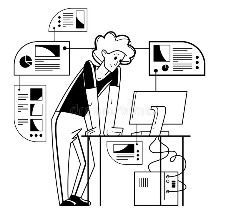 Intellectual Worker Making Analysis of Some Data on Pc or Web, Data ...