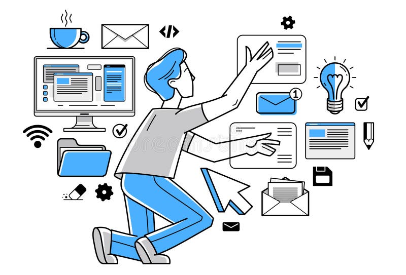 Intellectual Worker Making Analysis of Some Data on Pc or Web, Data ...