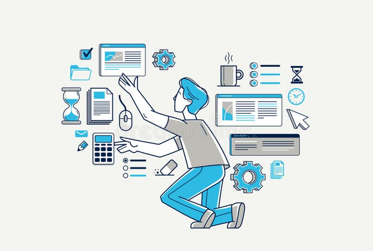 Intellectual Worker Making Analysis of Some Data on Pc or Web, Data ...