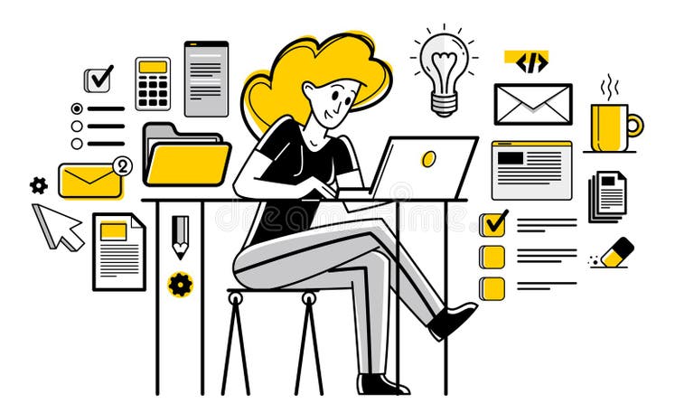 Intellectual Worker Woman Making Analysis of Some Data on Pc or Web ...