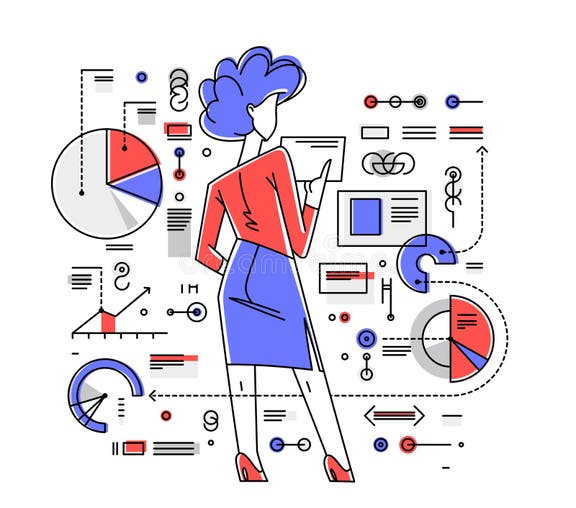 Intellectual Worker Woman Making Analysis of Some Data on Pc or Web ...